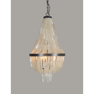 Antique Bronze Pendant Fixture in Gold Finish with Capiz Shells - 36"H ...