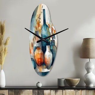 Blue And Orange Artisanal Boho Pottery I - Boho Pottery Large Wall ...