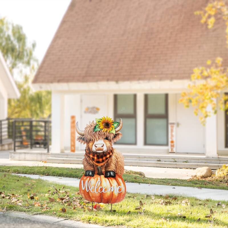 Glitzhome Fall Harvest Metal Yard Stake Thanksgiving Hanging Decor (2-3 ...