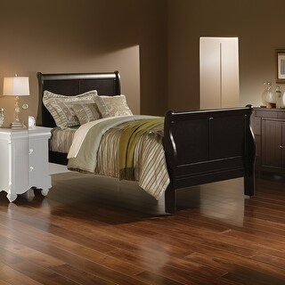 Traditional Style Twin Size Wooden Sleigh Bed, Black - Bed Bath ...