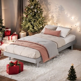 Grey Modern Design Twin Size Floating Platform Bed Frame Floating ...