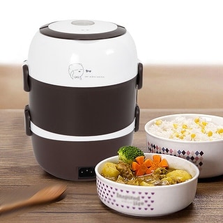 Portable 3 Layers Electric Heating Bento Lunch Box Food Storage Warmer ...