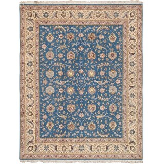 Canvello Silkroad Tabriz Blue Wool Area Rugs - 6'7" X 8'6" - Blue ...