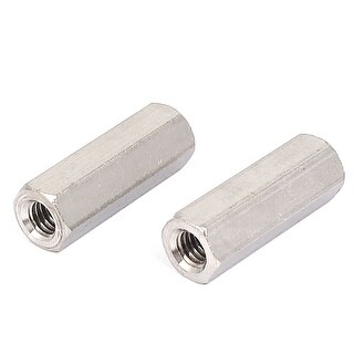 M6x30mm Threaded Bar Rod Studding Hex Connector Deep Nut 2pcs - Silver ...