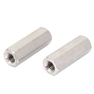 M6x30mm Threaded Bar Rod Studding Hex Connector Deep Nut 2pcs - Silver ...