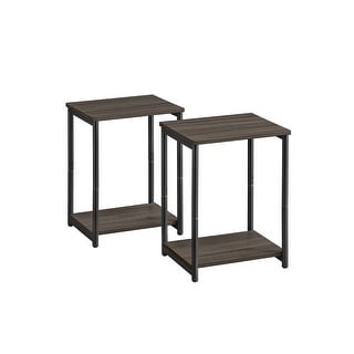 Set of 2 Open Back Side Tables with 2 Particleboard Panels and Black ...