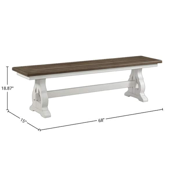 Drake Rustic White and French Oak Dining Bench with Wood Seat - Bed ...