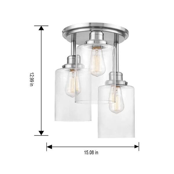 Three Tier Flushmount Ceiling Light Satin Nickle, 3 ST19 Bulb Included ...