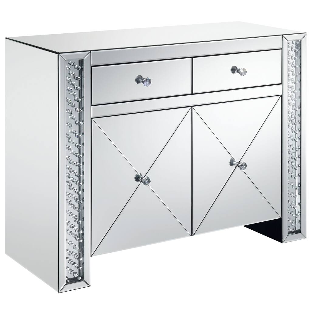 Maya 2-Drawer Mirrored Storage Accent Cabinet Mirror - Silver ...