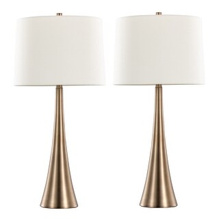 29" Contemporary Metal Table Lamp in Matte Golden Bronze with White ...