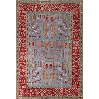 Traditional Light Blue Kazak Area Rug Handmade Wool Carpet - 6'6" x 9'5 ...