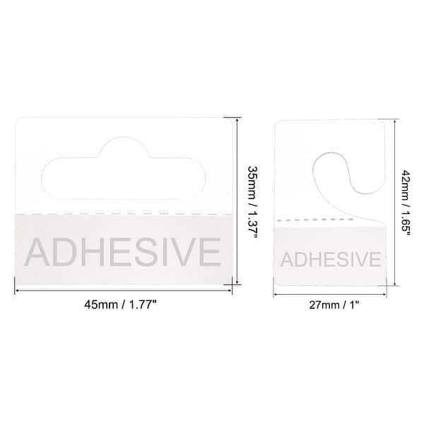 Clear Self Adhesive Hang Tab Hook, Plastic Display Folding Tab, Pack of ...