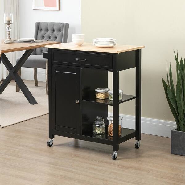 Storage Kitchen Island Cart Rolling Buffet Tables with Towel Rack - Bed ...