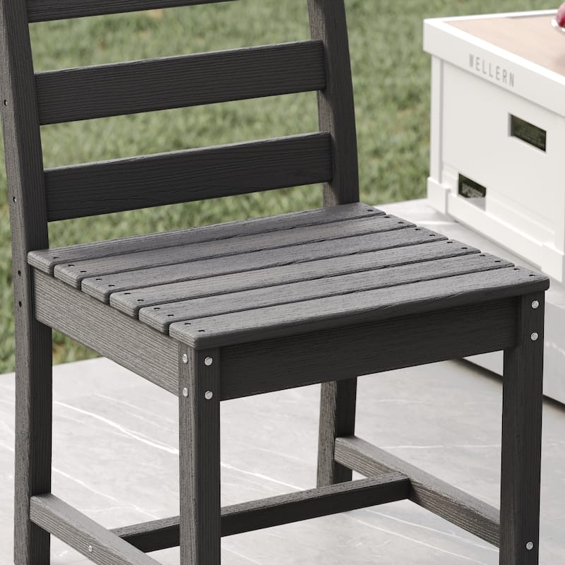 Outdoor Dining Table and Chair Set: HDPE Material, Wood - Grain Design ...
