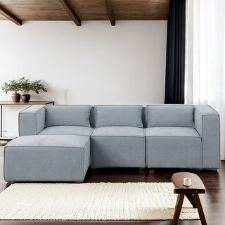 Elegant L-Shaped Modular Sofa Set with Solid Wood Frame and Easy ...