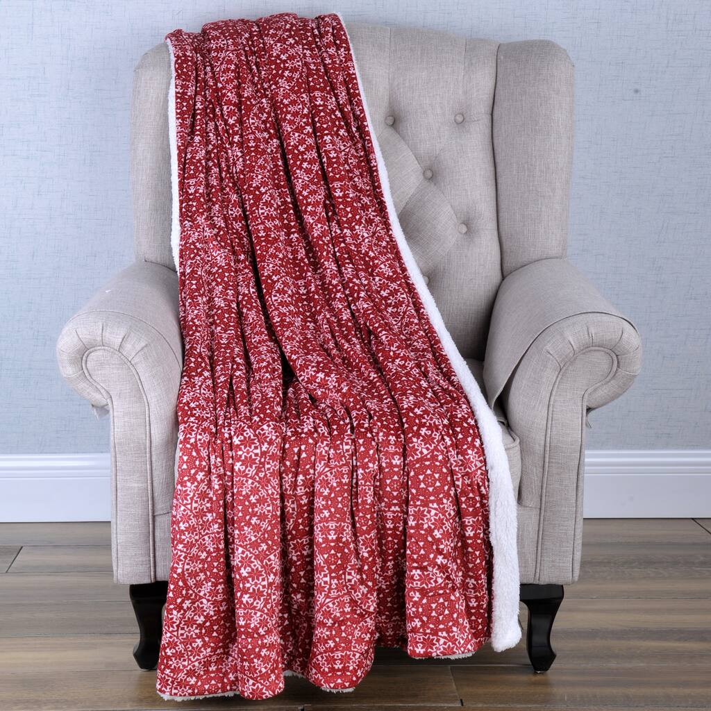 Decorative Throw Blanket w/ Sherpa - Overstock - 25775921