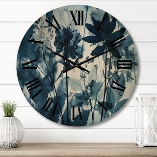 Designart "Vintage Botanical Wildflowers In Faded Blue VII" Abstract ...