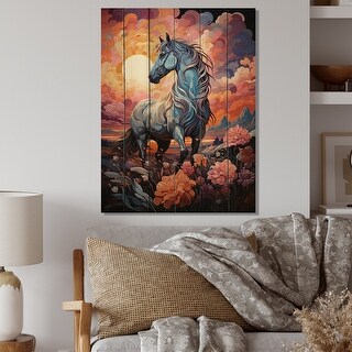 Designart "Carousel Carousel Dreams" Cityscapes Print on Natural Pine ...
