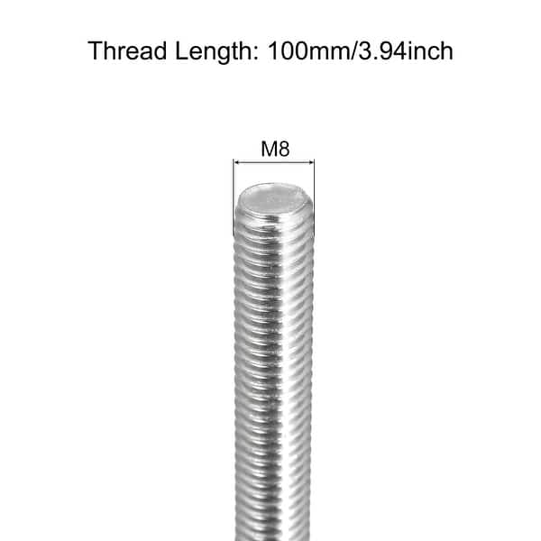 Fully Threaded Rod M8 x 100mm 1.25mm Pitch 304 Stainless Steel Right ...