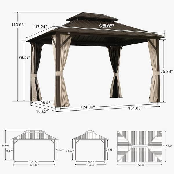 PURPLE LEAF Gazebo Outdoor Gazebo with Dual-Layer Galvanized Steel ...