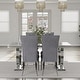 Glam Silver Dining Table Set with 64 inch Dining Table and Black Button ...