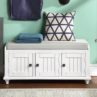 Modern Wood Storage Bench with 2 Cabinets and Cushion - Bed Bath ...