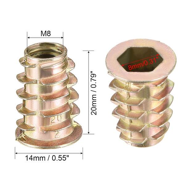 Threaded Insert Nuts Zinc Alloy Hex Socket M8 Internal Threads 20mm ...