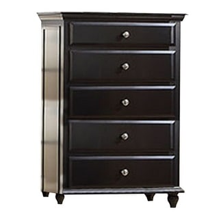 50 Inches 5 Drawer Wooden Chest with Turned Legs, Black - Bed Bath ...
