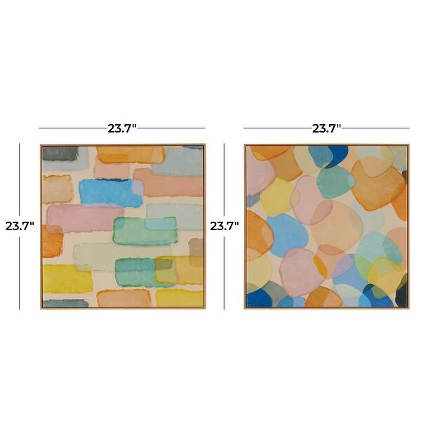 Multi Colored Canvas Small Square Abstract Framed Wall Art with Layered ...