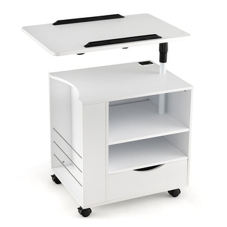 Nightstand Bedside Table Swivel Laptop Tray with Charging Station and ...