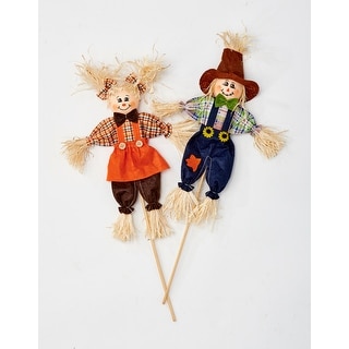 15" Scarecrow on 10" Stick, 2 Assorted, Set of 2 - Bed Bath & Beyond ...