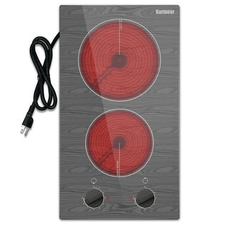 Electric Cooktop 2 Burners, 110v Portable Electric Stove Top with Knob ...
