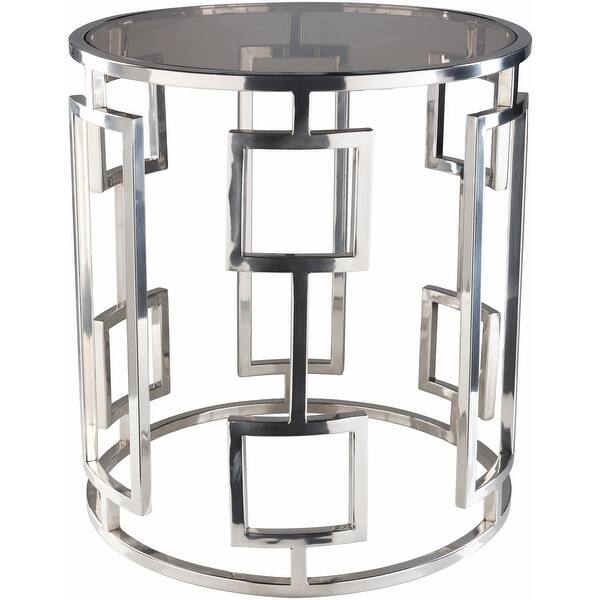 Frantziska Silver Modern Glass 20-inch Side Table - Bed Bath & Beyond - 18160429