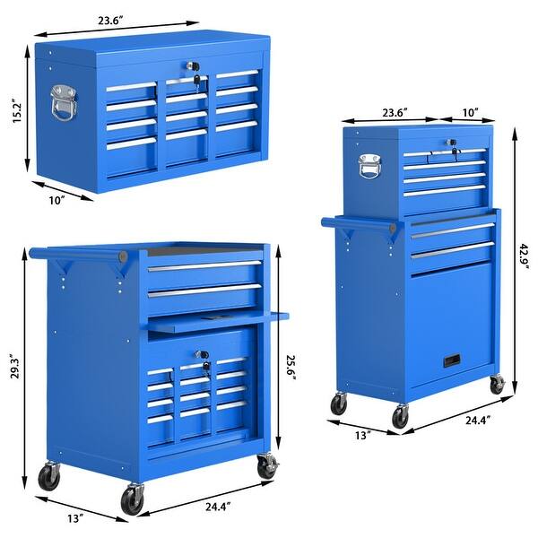 Rolling Tool Chest with 8 Drawers Lockable Tool Box Cabinet - Bed Bath ...