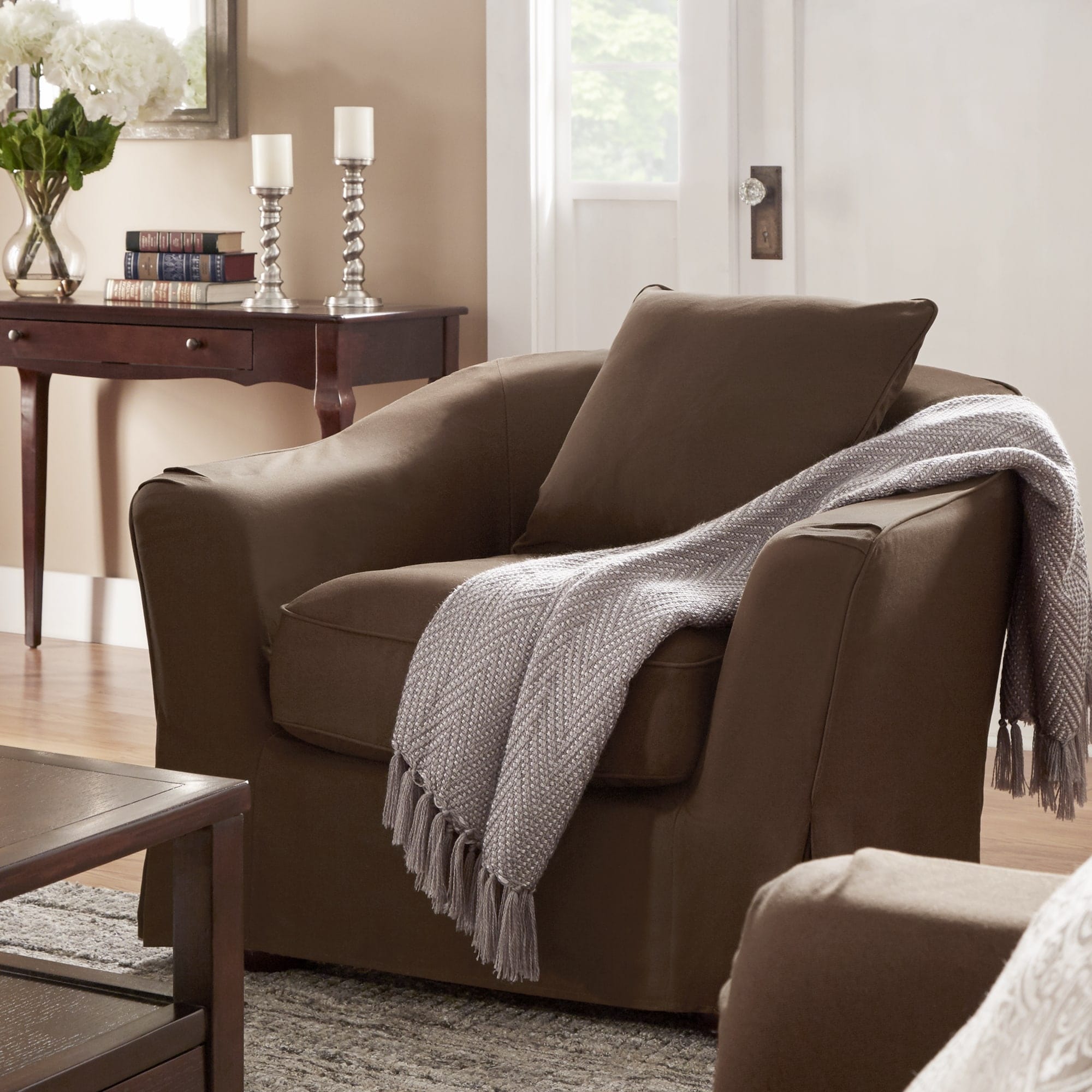 Ellyson Flared English Arm Slipcovered Feather Down Chair by iNSPIRE Q ...