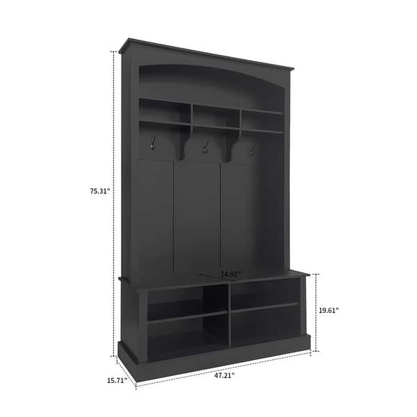 Modern Elegant Freestanding Tall Hall Tree with Open Storage Spaces ...