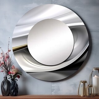Designart "Gold White Infinite Ripples" Modern Waves Round Office ...