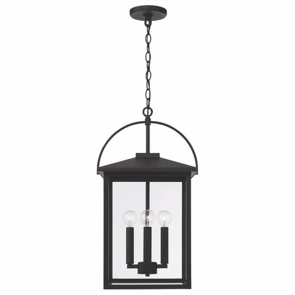 Bryson 4-light Black Outdoor Hanging Pendant w/ Clear Glass - Bed Bath ...