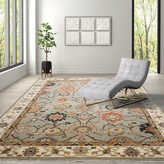 LoomBloom Muted Turkish Oushak Hand Knotted Area Rug Mint Color - 9' x ...
