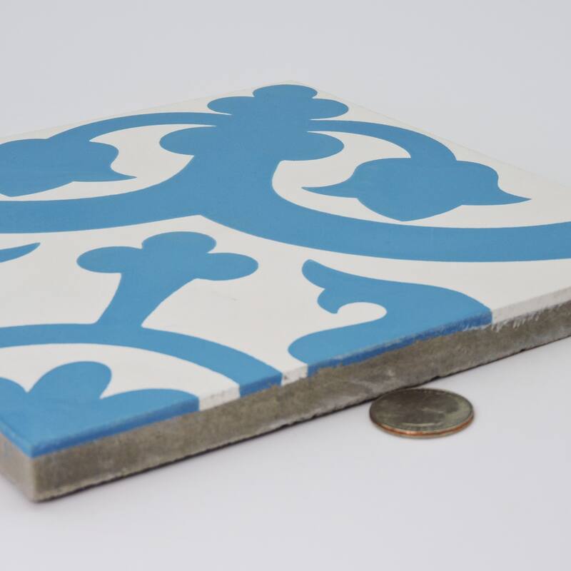 Handmade Melah 8''x8'' in Blue and White Tile, Pack of 12 (Morocco ...