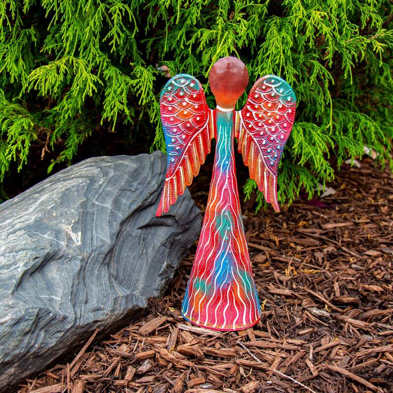 Green Handmade Metalwork Standing Angel (Haiti) - Overstock - 9253546