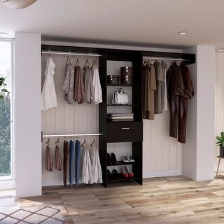 1-Drawer 4-Shelf Closet System with Open Shelf for Bedroom - Bed Bath ...