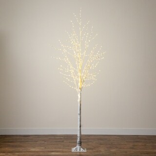 Pre-Lit Birch Artificial Christmas Tree - 8' - Warm White LED Lights ...