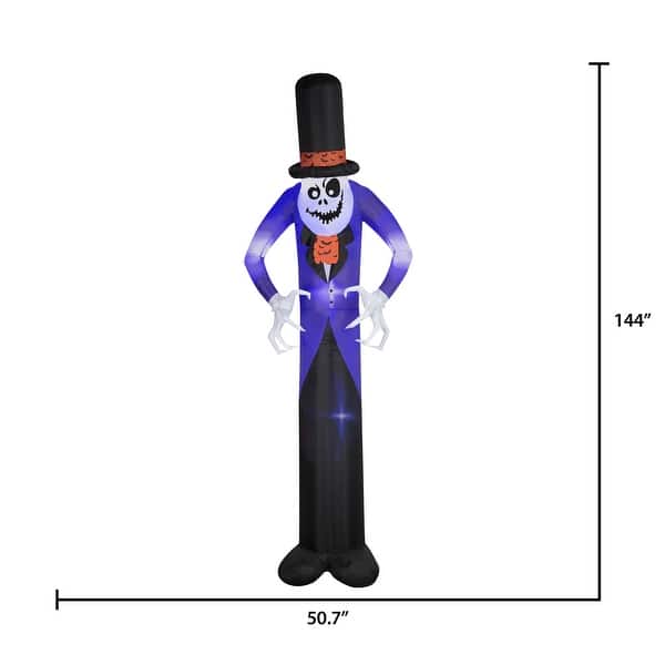 12FT Tall Halloween Inflatables Skeleton Creature with Hat - Bed Bath ...