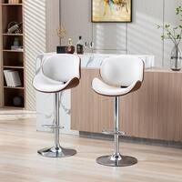 Adjustable PU Bar Stools, Upholstered Swivel Barstool (Set of 2) - Bed ...