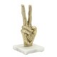 9" Metal Peace Sign Sculpture Hand Peace Sign Statue on White Marble ...
