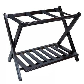 Solid Wood Luggage Rack with Bottom Storage Shelf - 26.75”L x 16”W x 22 ...