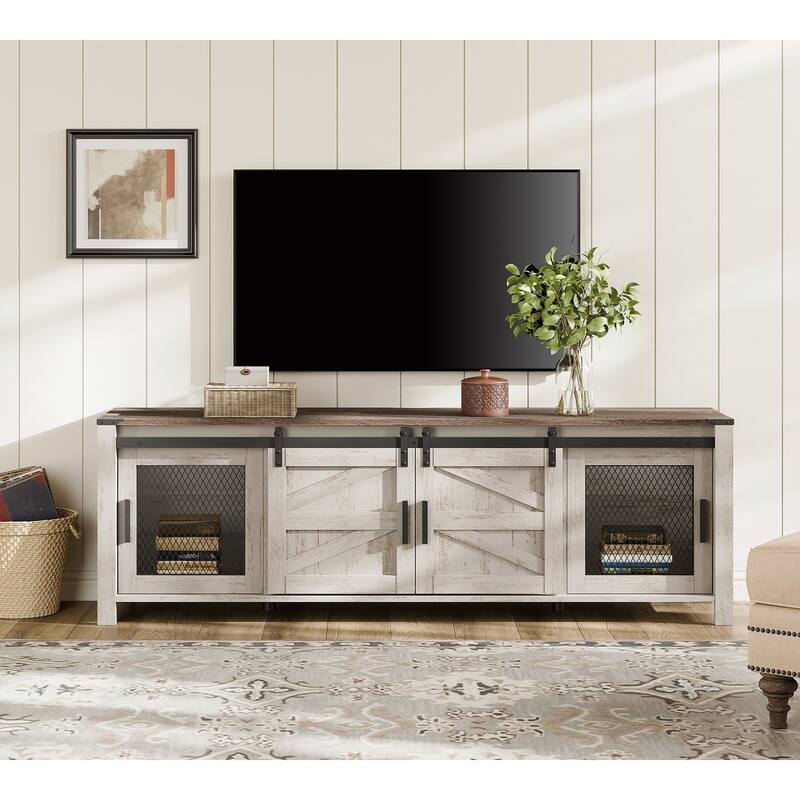 WAMPAT 70'' Wide TV Stand with Mesh Doors - Overstock - 41827706