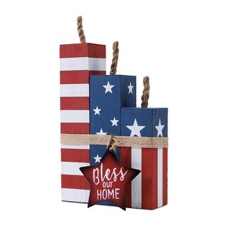 14" Tall Rustic Wooden Firecracker Decoration Patriotic Colors for Home ...