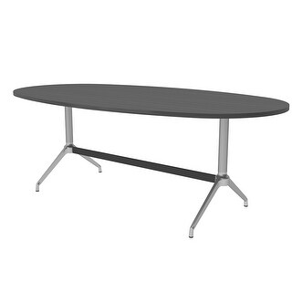 7' Oval Boat Conference Room Table With Trestle Base Power And Data ...